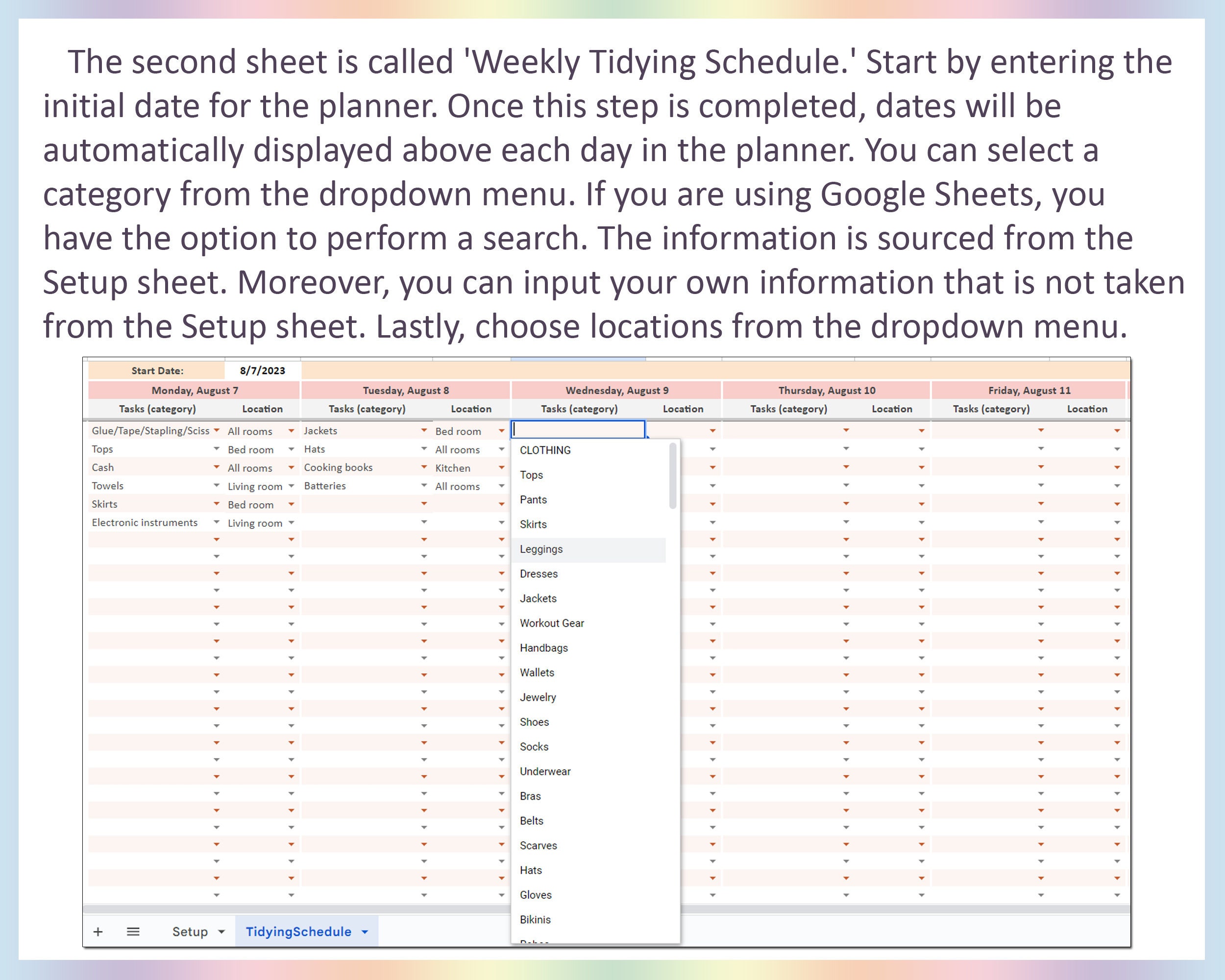 Decluttering Planner Tidying Schedule Weekly Cleaning Checklist Chore ...