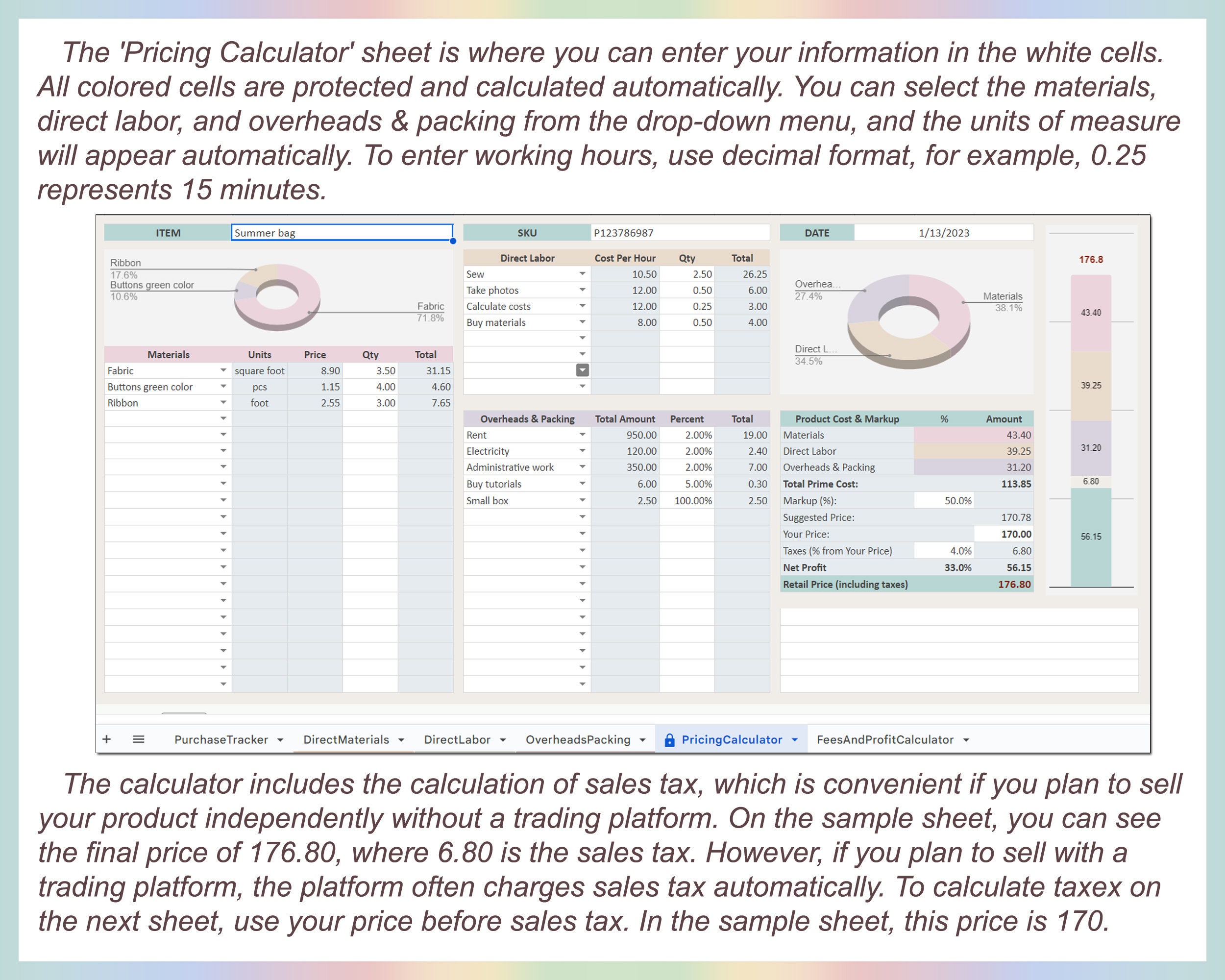 Pricing Markup Template Product Costing Spreadsheet Excel Product ...