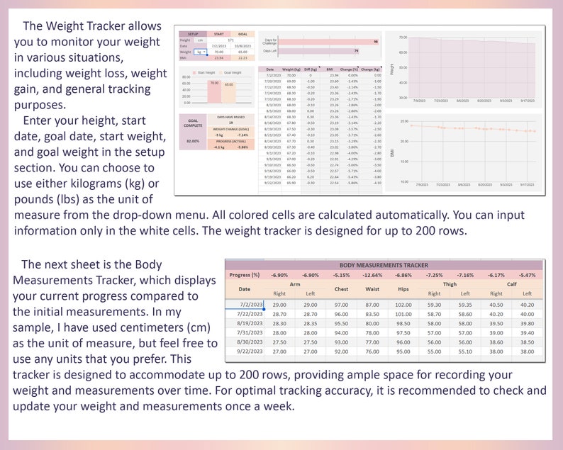 Google Sheets Fitness Planner Spreadsheet Digital Journal Weight Loss ...