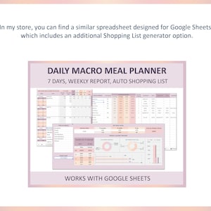 Macro Meal Planner Spreadsheet, Excel Meal Planner, Macro Diet Meal ...