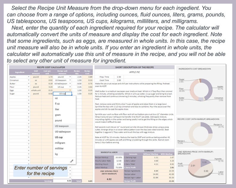 Recipe Cost Calculator, Order Profit Calculator, Recipe Costing ...