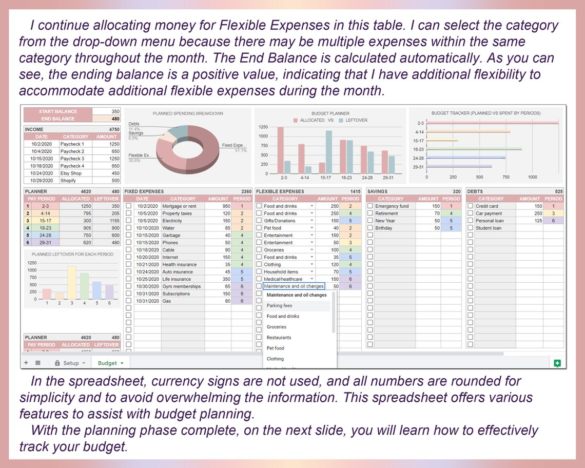 Paycheck Budget Spreadsheet, Monthly Budget Planner, Budget Template ...