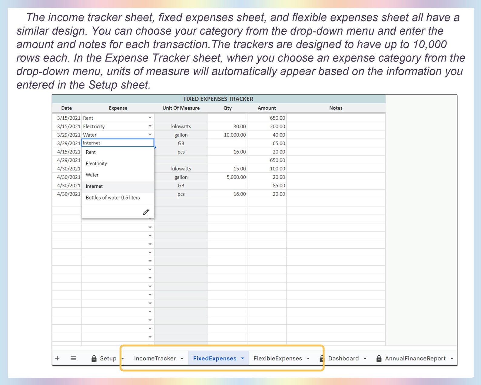 Small Business Expense Tracker Template Financial Log Spending Report ...