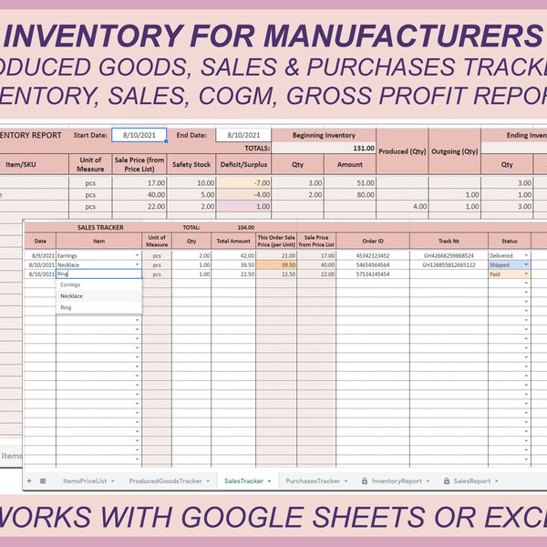 Inventory Tracker Google Sheets - Etsy