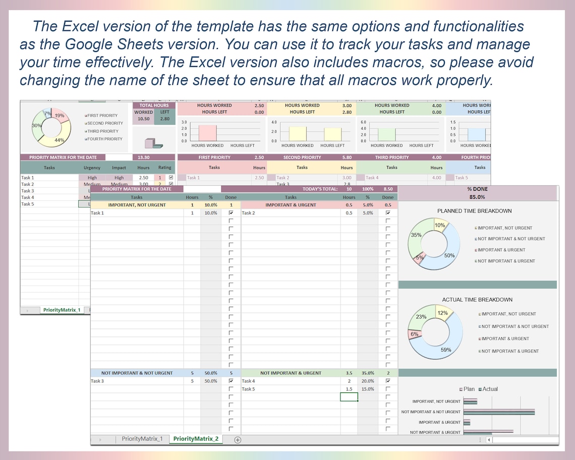 Priority Matrix Spreadsheet, Prioritization Matrix, Action, Project ...