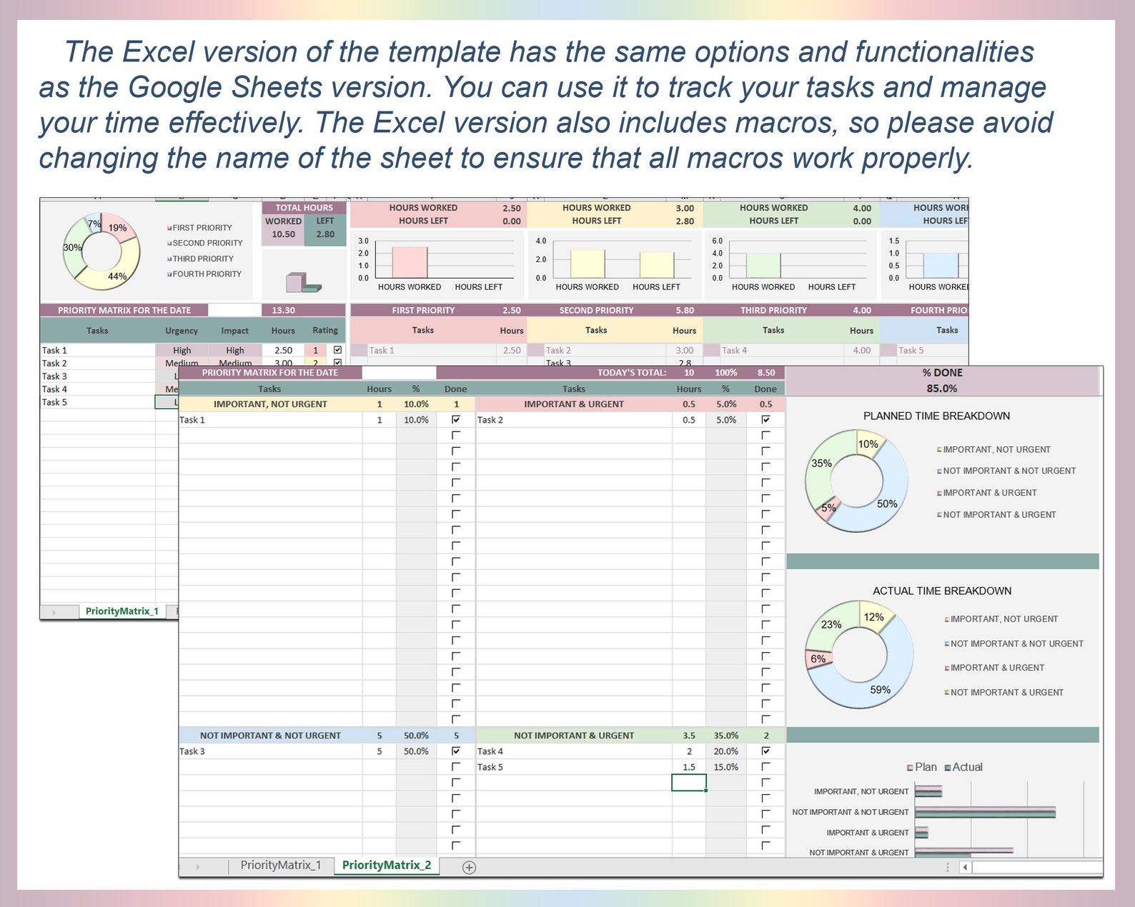 Priority Matrix Spreadsheet, Prioritization Matrix, Action, Project ...