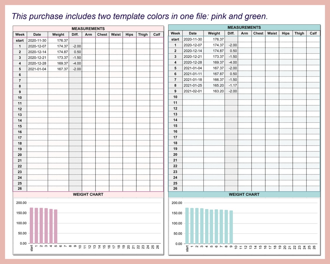 Digital Weight Loss Tracker Weight Loss Planner Weight Loss - Etsy