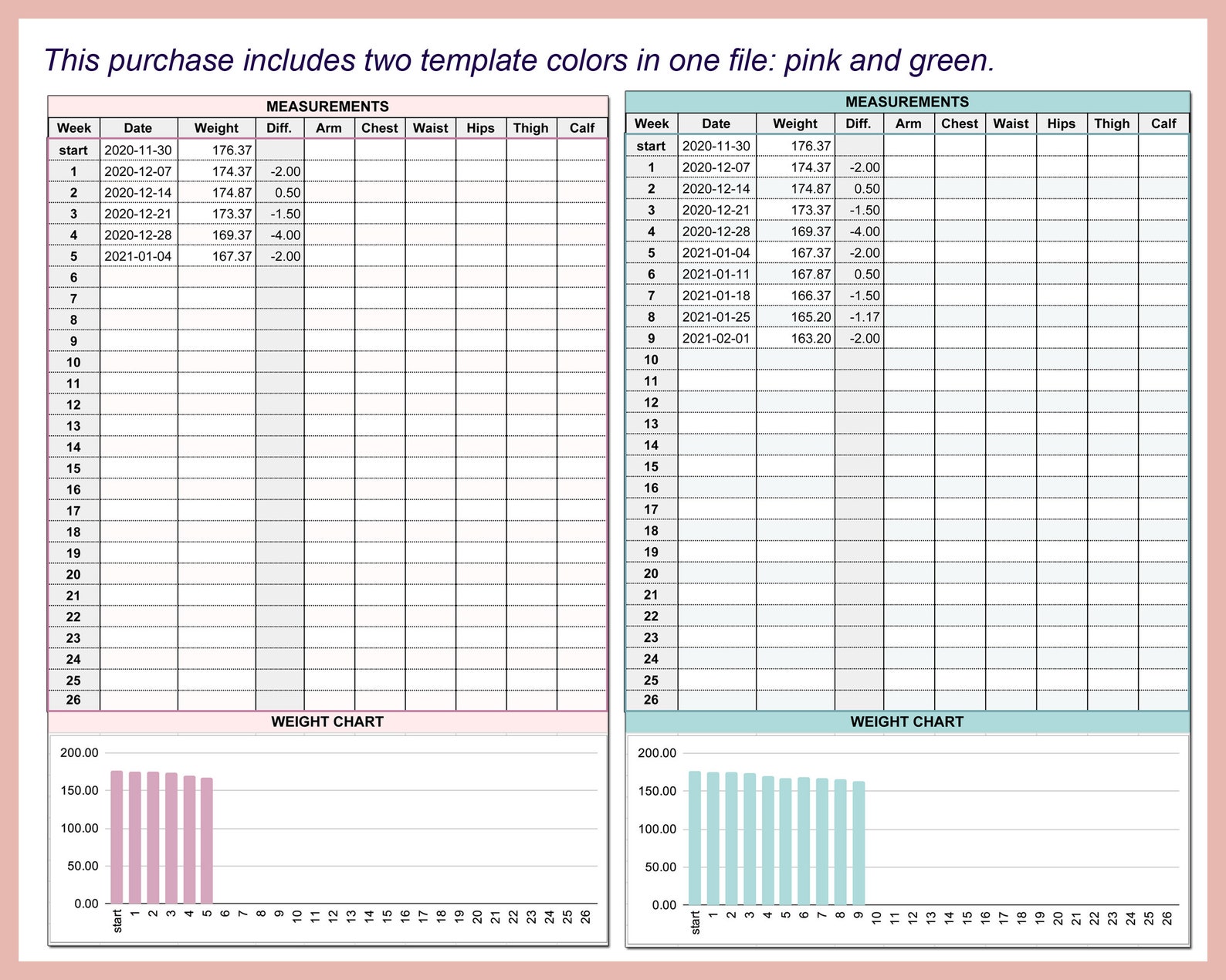 Digital Weight Loss Tracker Weight Loss Planner Weight Loss - Etsy