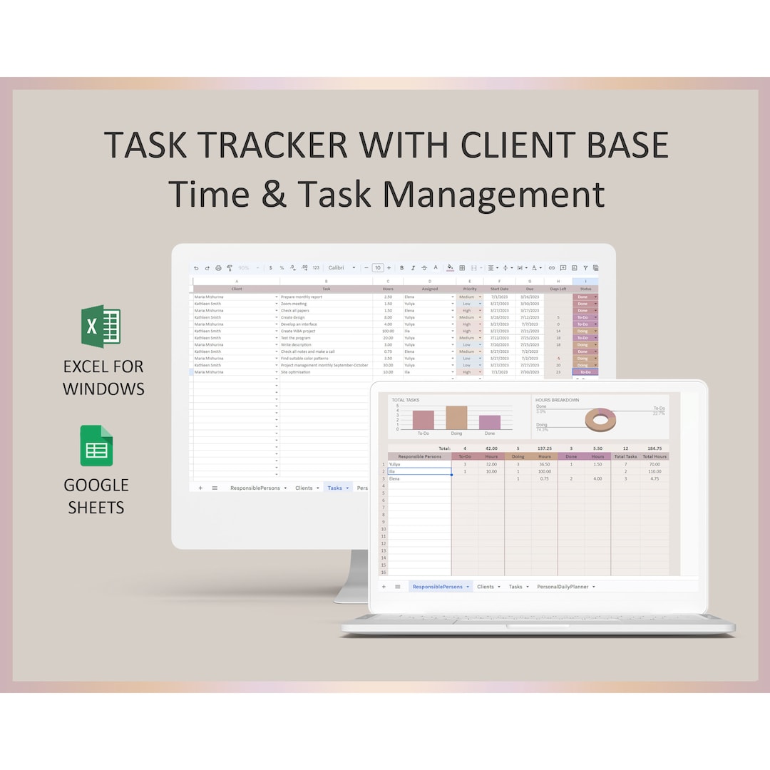 Office Task Tracker, Client Tracker Excel, Office Task Planner, Team ...