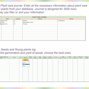 Excel Garden Planner Plant Care Worksheet Watering Schedule Flowers ...