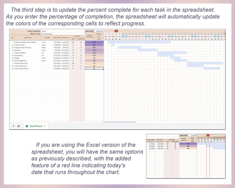 Gantt Chart Template for Google Sheets Excel Docs and XLS Format ...