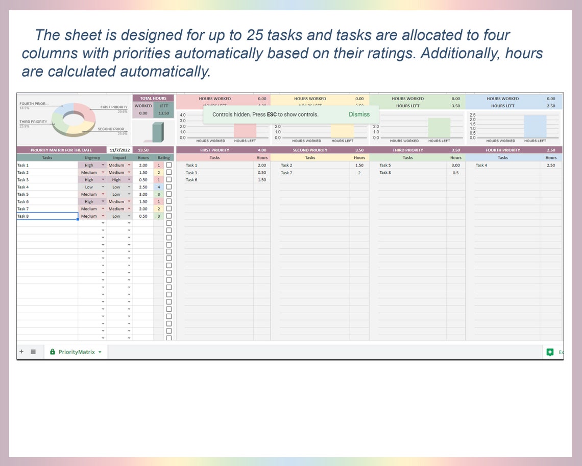 Priority Matrix Spreadsheet, Prioritization Matrix, Action, Project ...