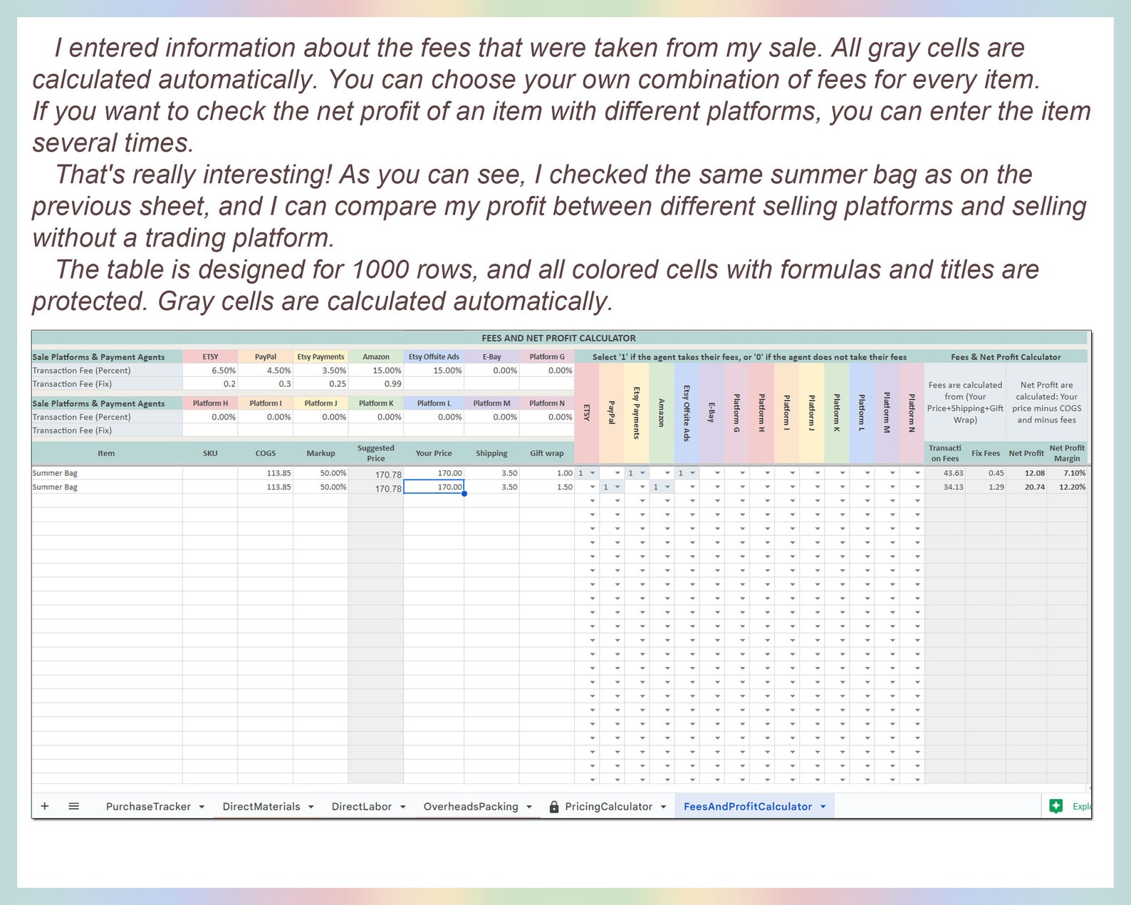 Pricing Markup Template Product Costing Spreadsheet Excel Product ...