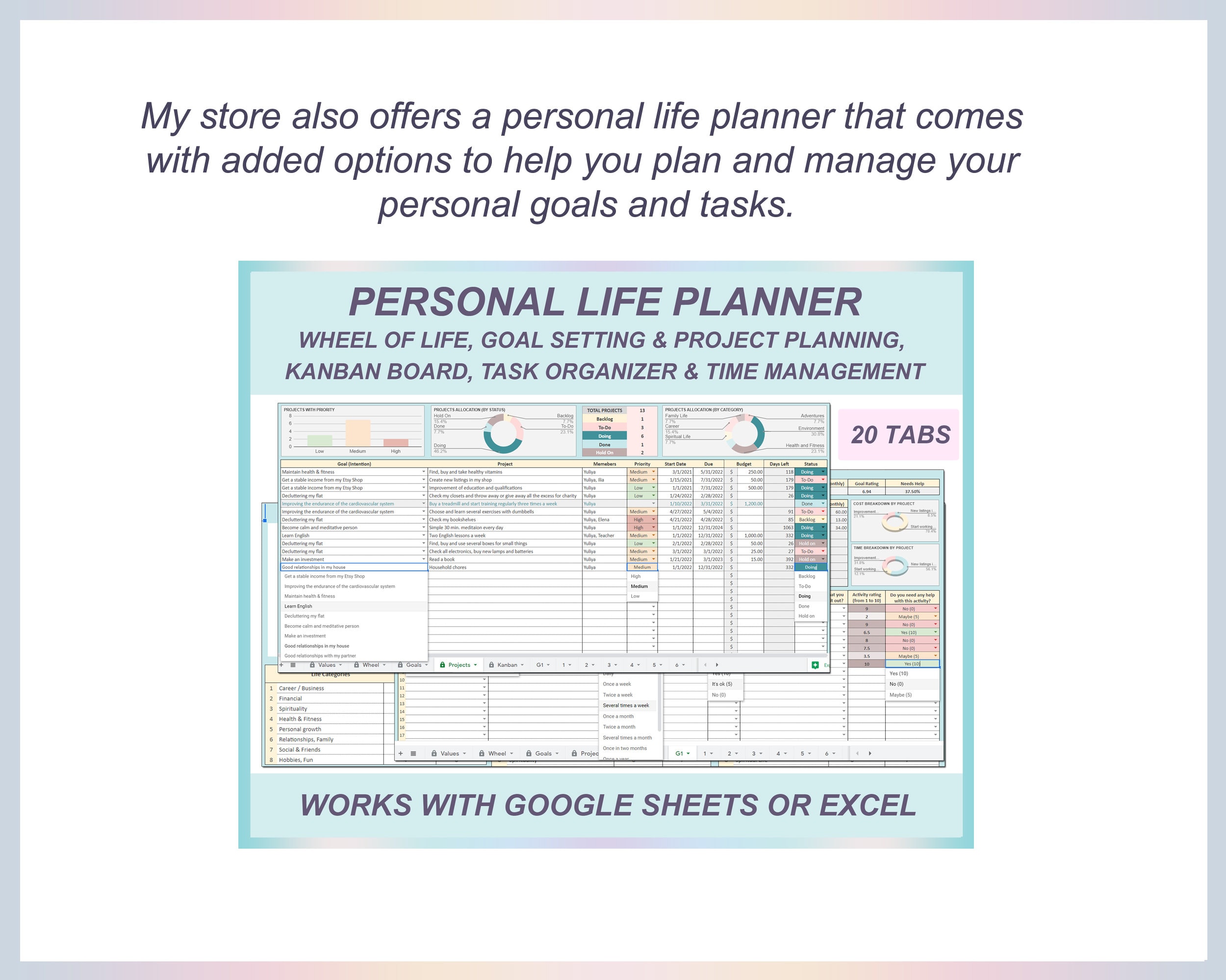 Life Wheel, Daily Planner Sheet, Life Balance Wheel, Daily Hourly ...