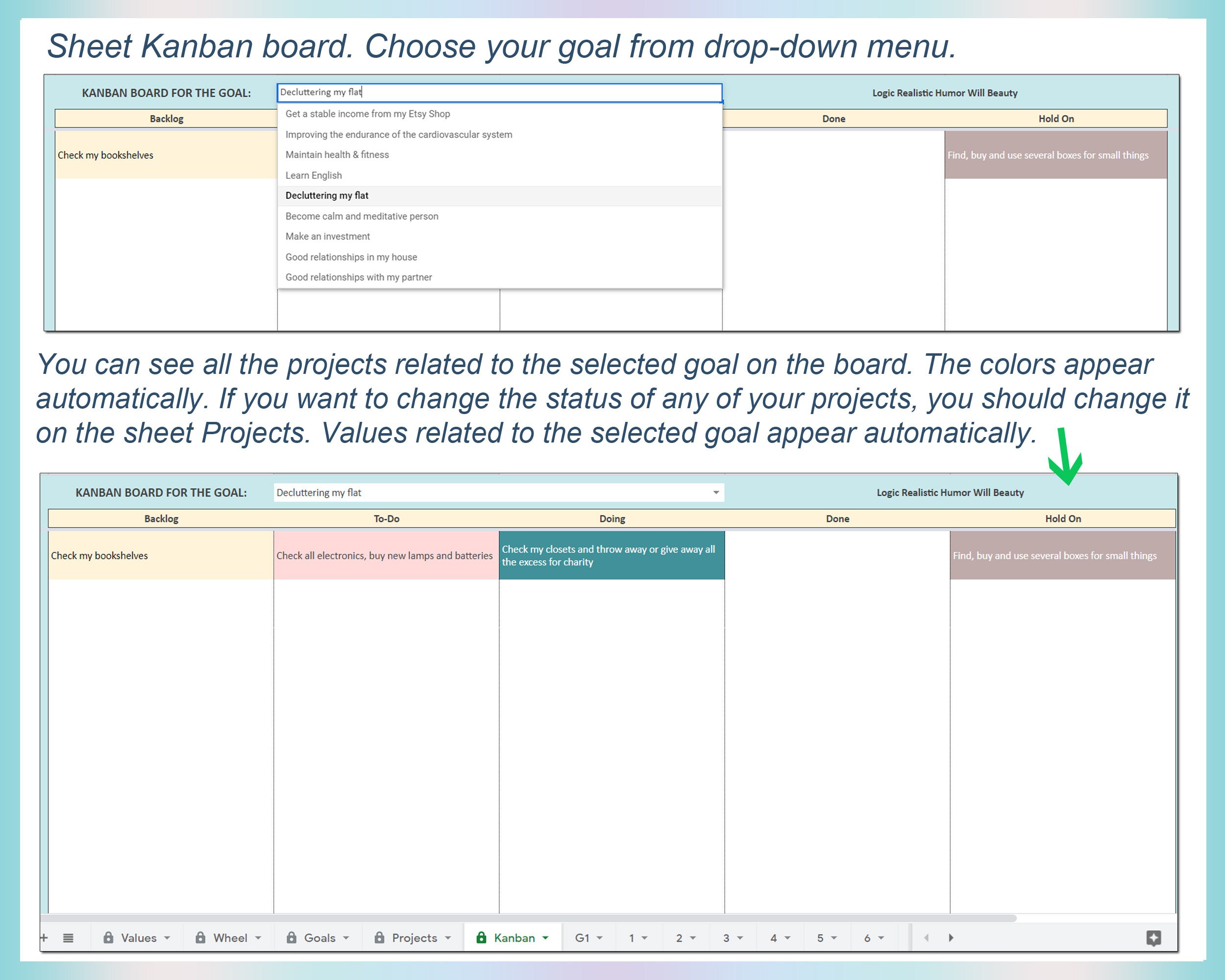 Digital Life Planner Goal Setting Wheel of Life Project | Etsy