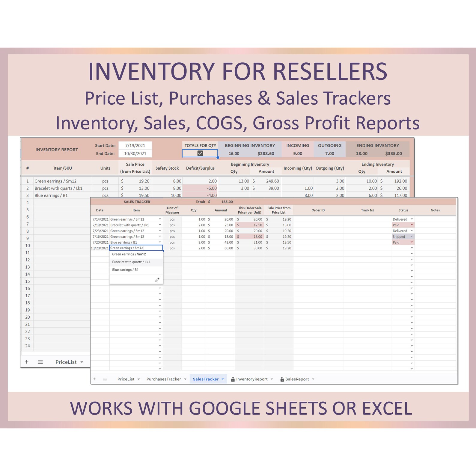 Inventory Management Spreadsheet Excel Google Sheet Resellers Inventory ...