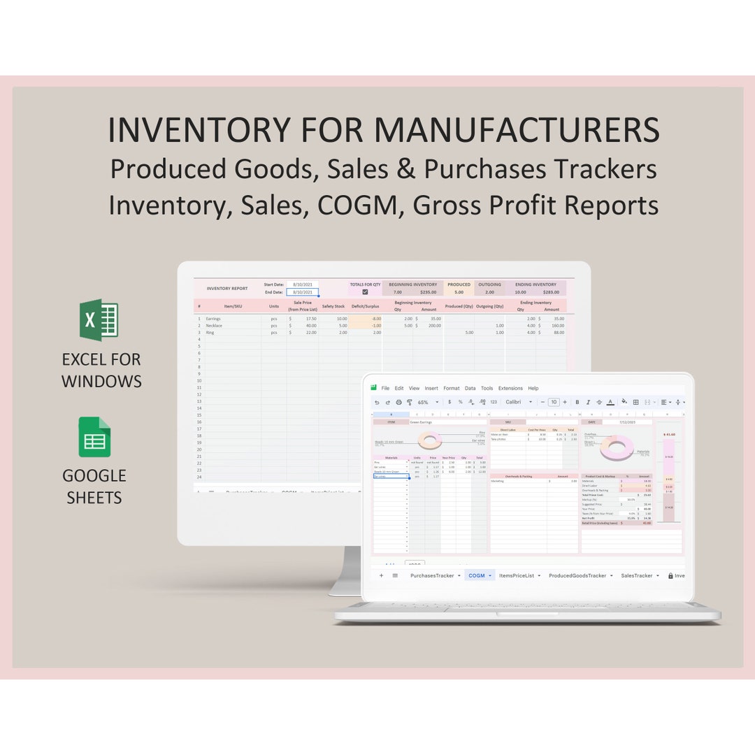 Inventory Spreadsheet Pricing Sheet Sales Tracker Costing Calculator ...