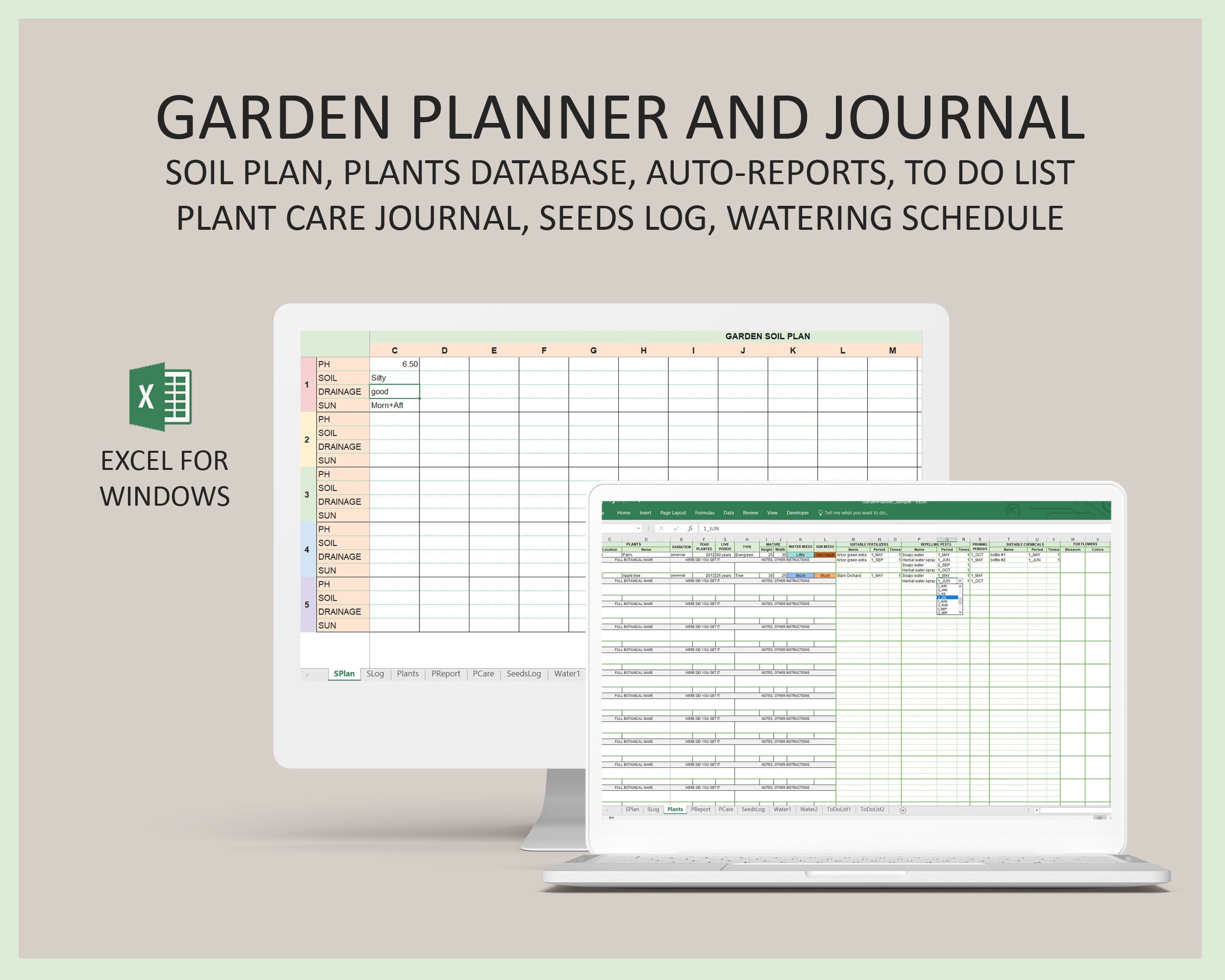 Excel Garden Planner Plant Care Worksheet Excel Plants - Etsy