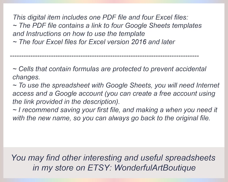 Meal Planning Spreadsheet, Grocery List Template, Monthly Menu Planner ...