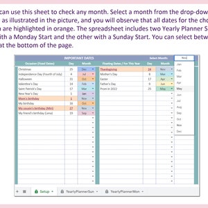 Annual Dates Tracker Spreadsheet Google Sheets Excel Birthday Calendar ...