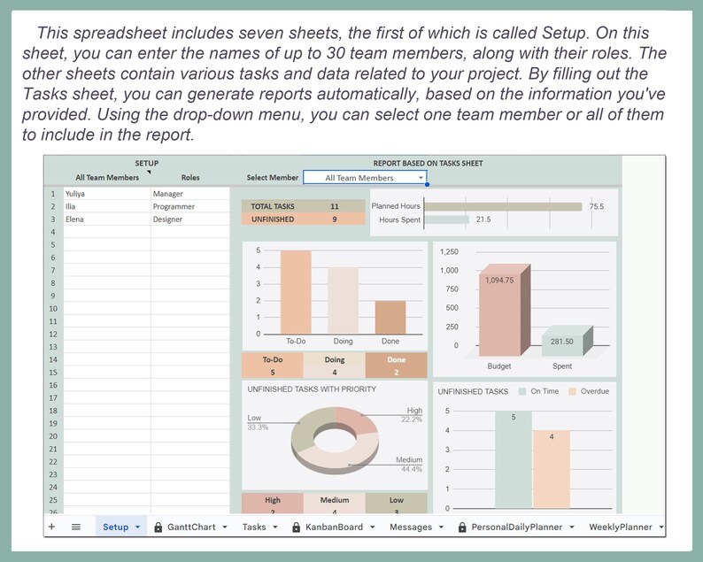 Project Manager Spreadsheet, Task Tracker, Project Manager Template ...