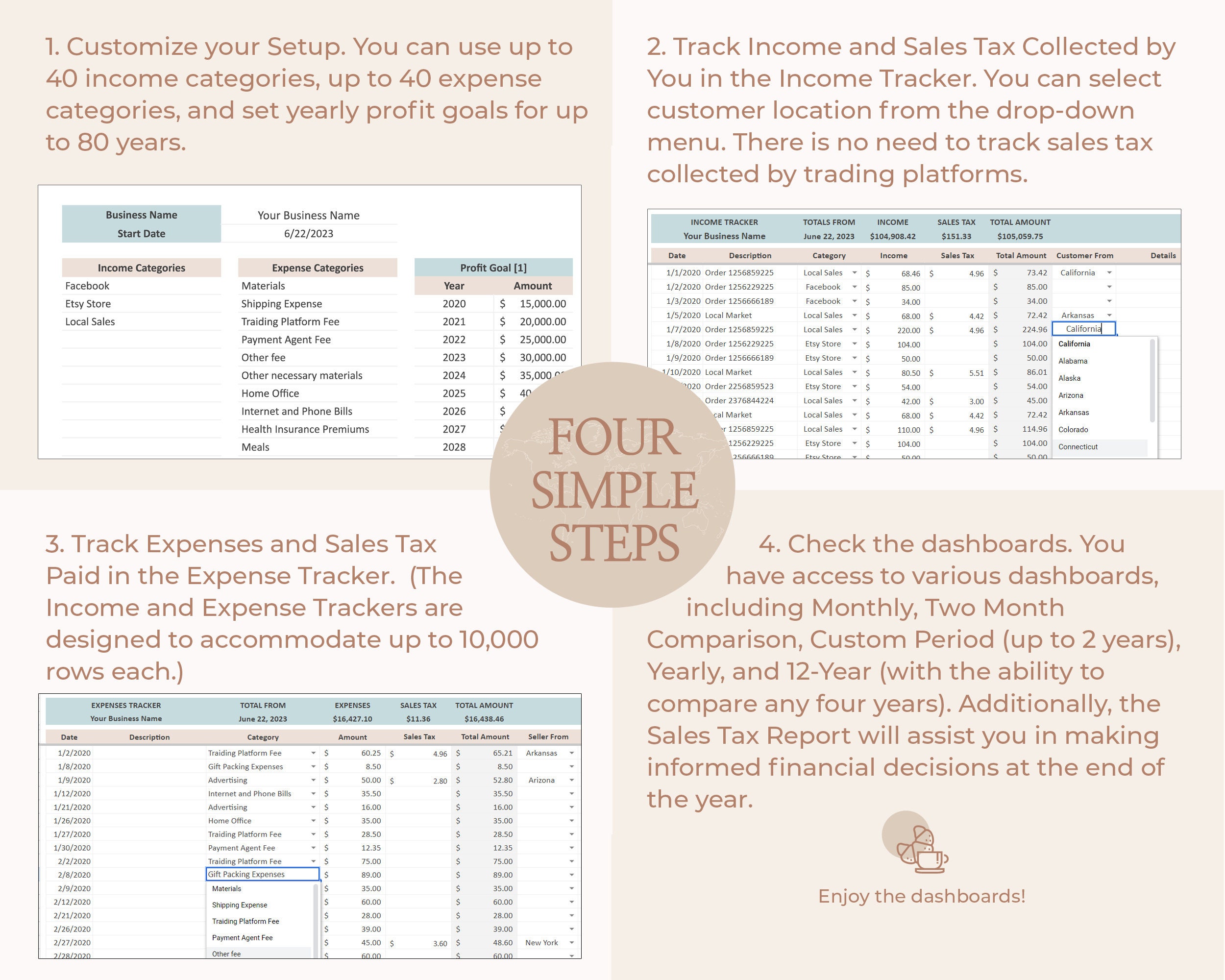 Small Business Accounting Planner Monthly Expense Income Tracker ...