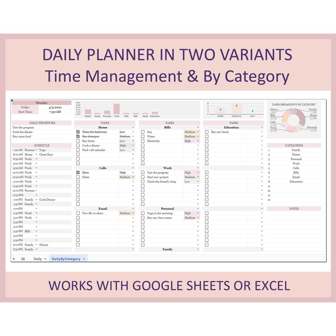 Daily Planner Sheet Task Management Personal To-do List Template ...