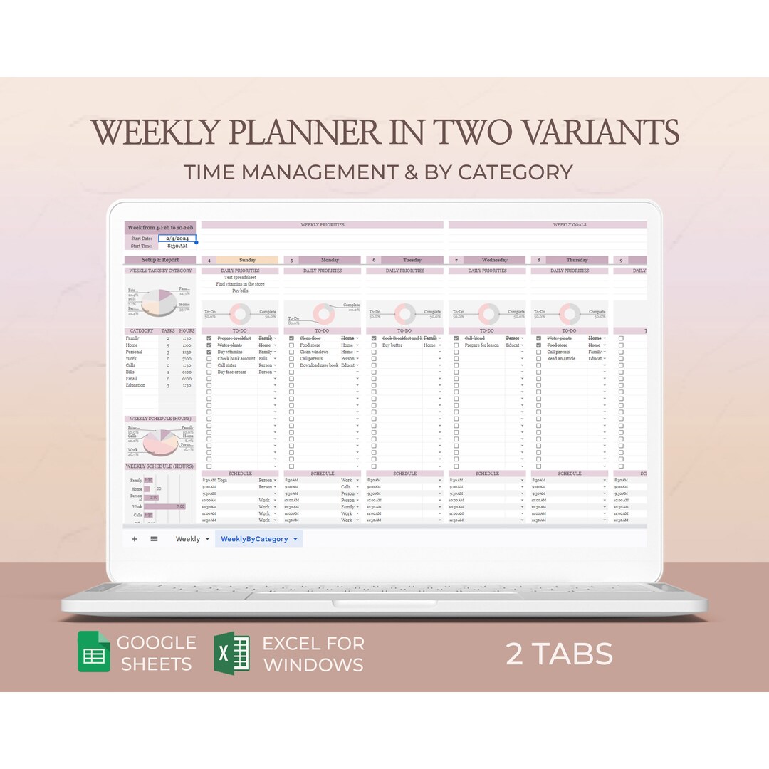 Weekly Planner Sheet, Time Management, Weekly Schedule, Weekly to Do ...
