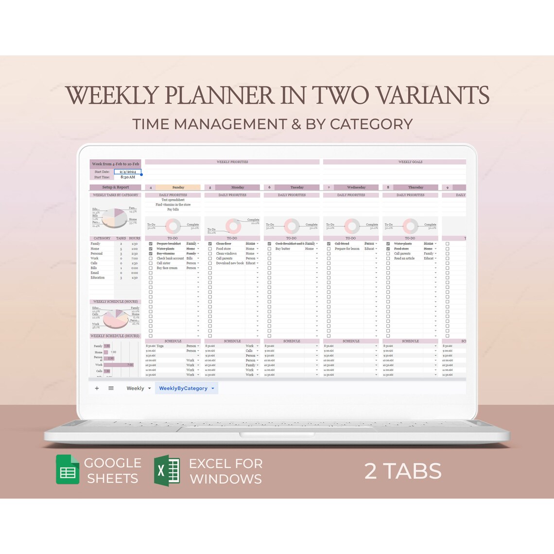 Weekly Planner Sheet, Time Management, Weekly Schedule, Weekly to Do ...