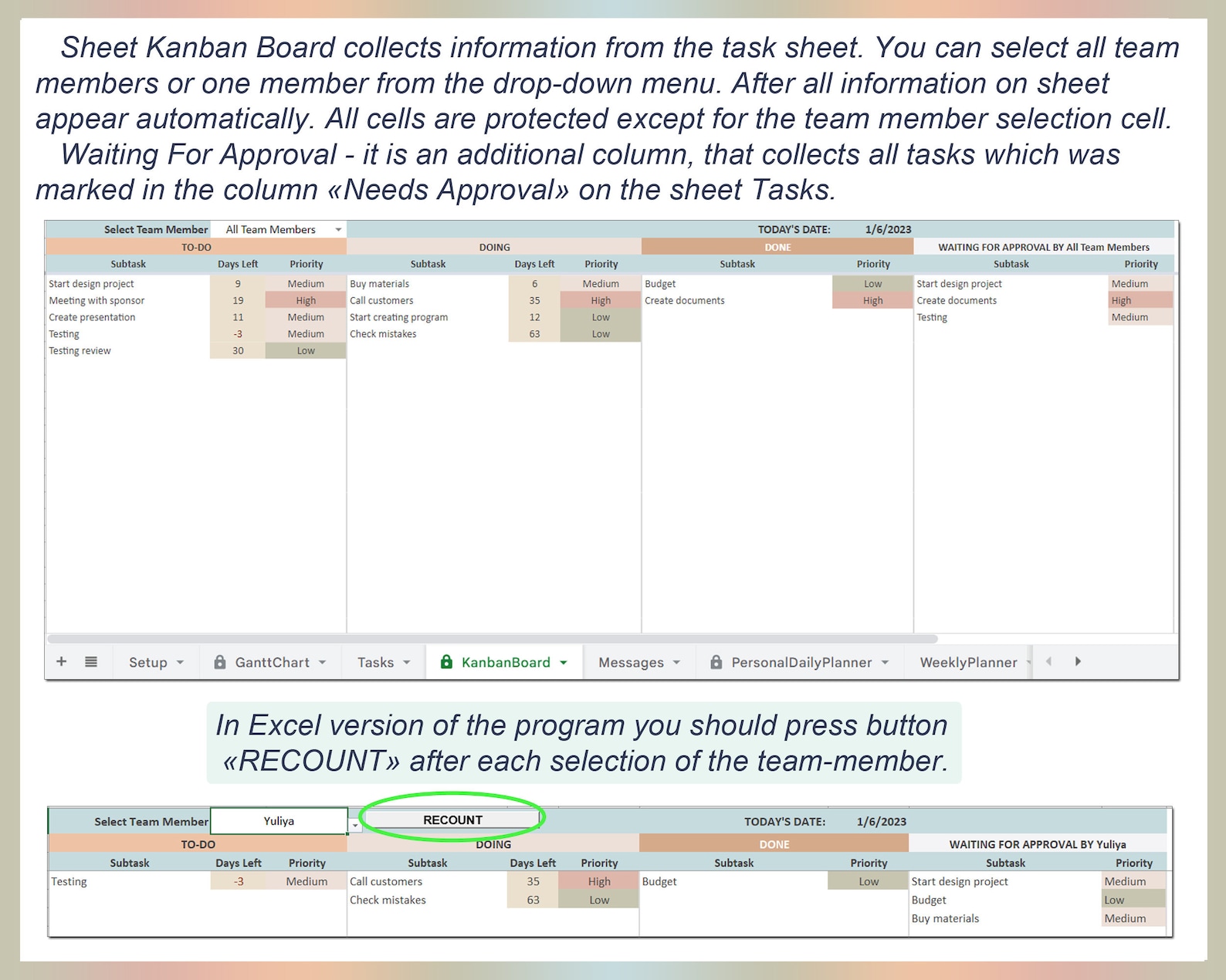 Project Planner, Gantt Chart, Project Management Template, Project ...
