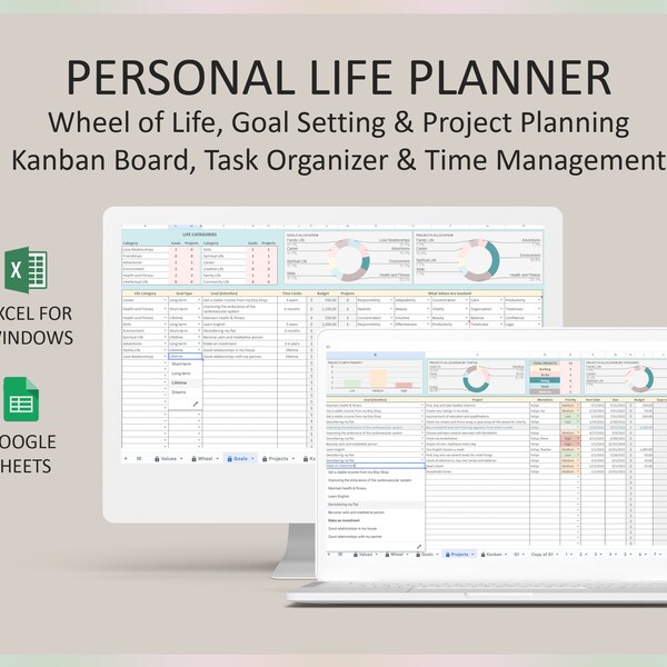 Wheel of Life Excel - Etsy