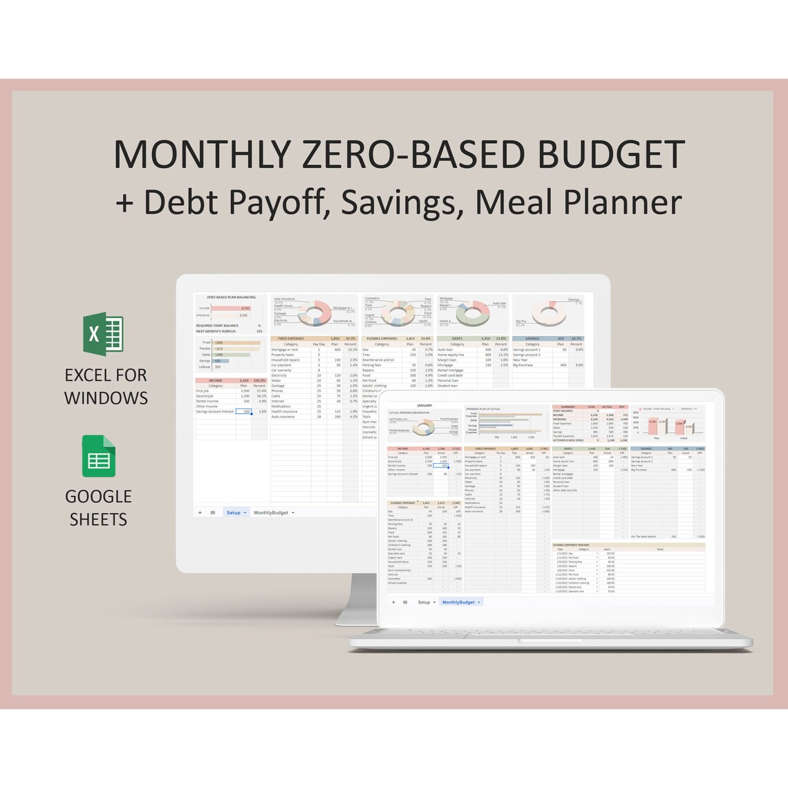 Excel Zero Based Budget Monthly Template Google Sheets Detailed Planner ...