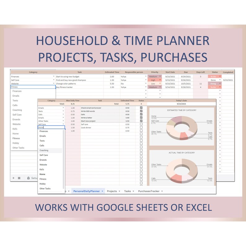 Household Project Planner, Task Management, Digital Project Planner ...