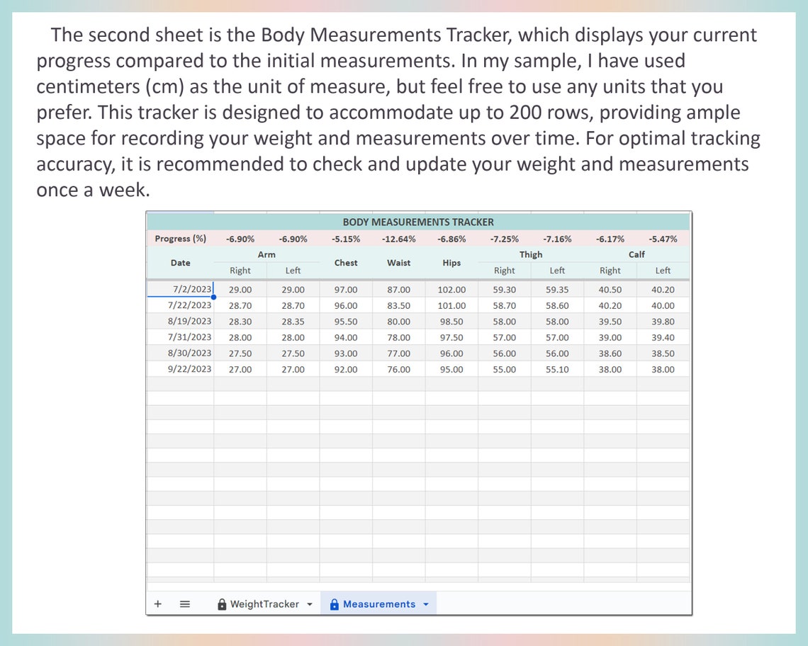 Excel Weight Loss Tracker Spreadsheet Challenge Journal Weight Chart ...
