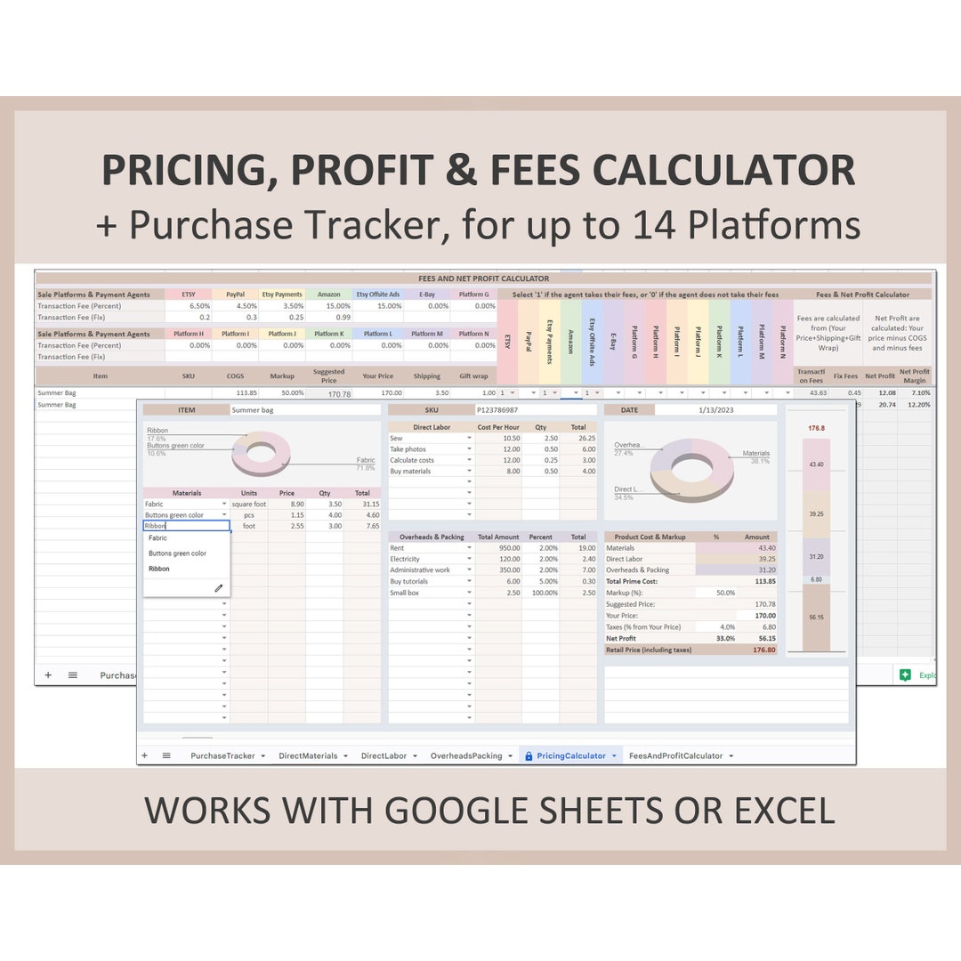 Pricing Calculator Product Costing Template Excel Price Tracker ...