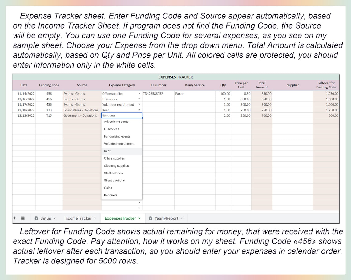Income and Expense Tracker for Non-profit Organization, Bookkeeping ...