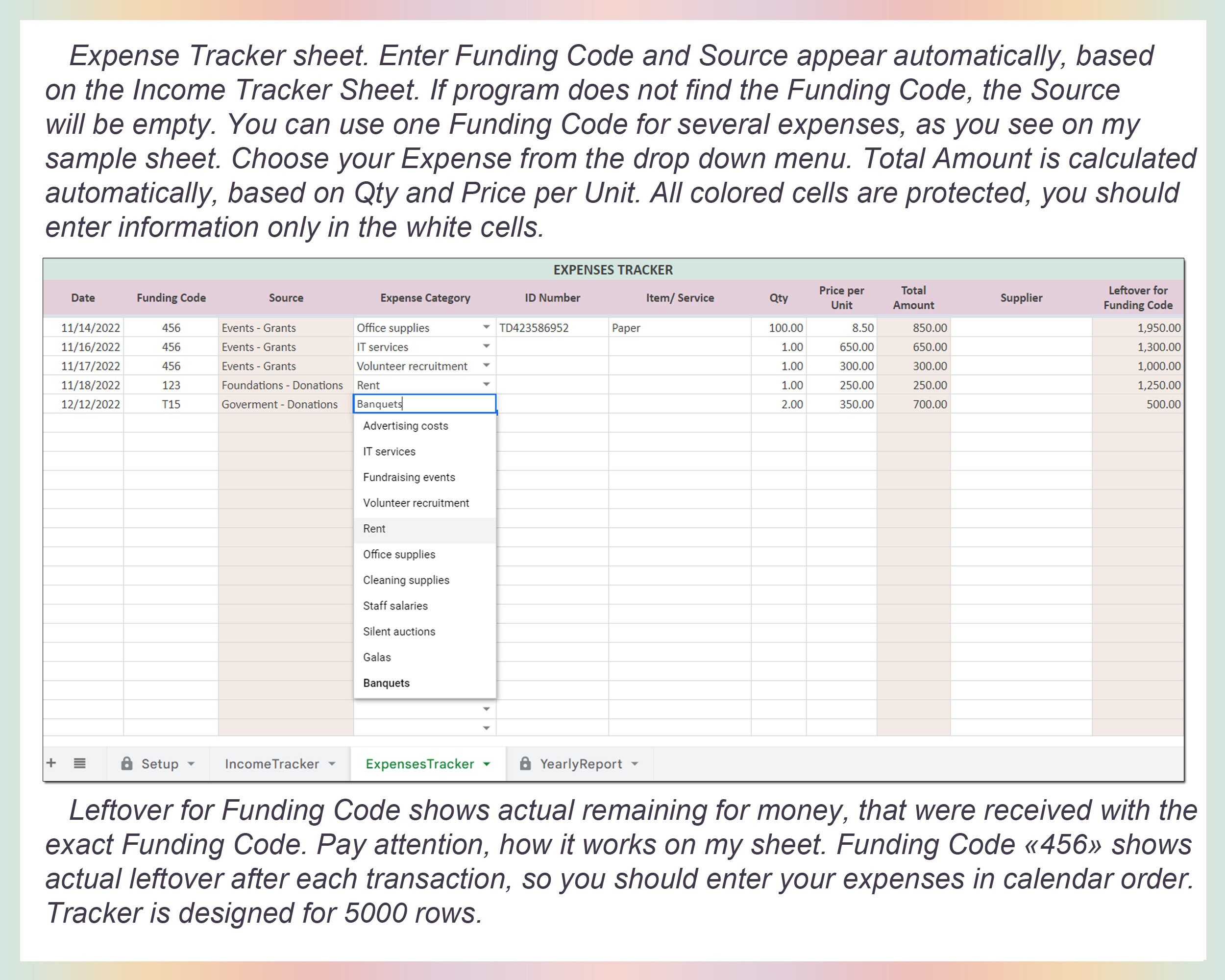 Income and Expense Tracker for Non-profit Organization, Bookkeeping ...