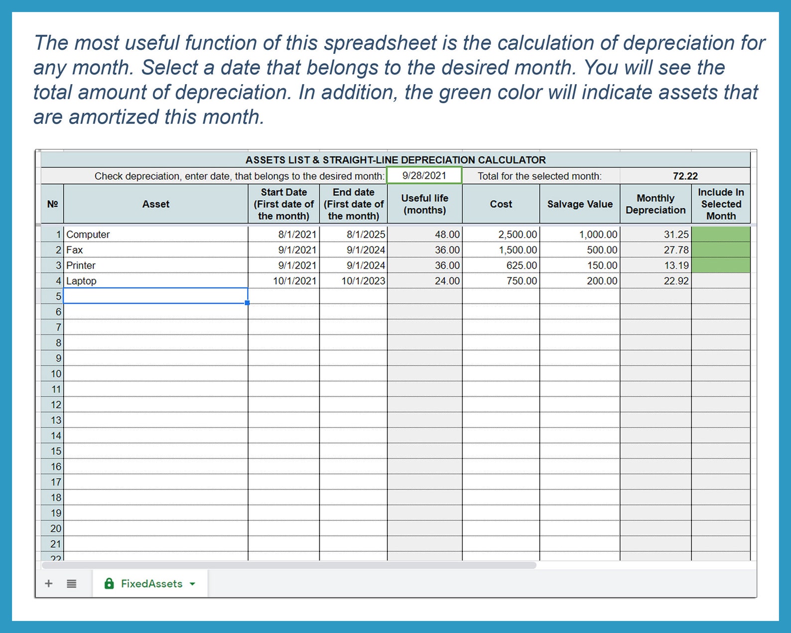 Depreciation Calculator Straight Line Depreciation Formula - Etsy