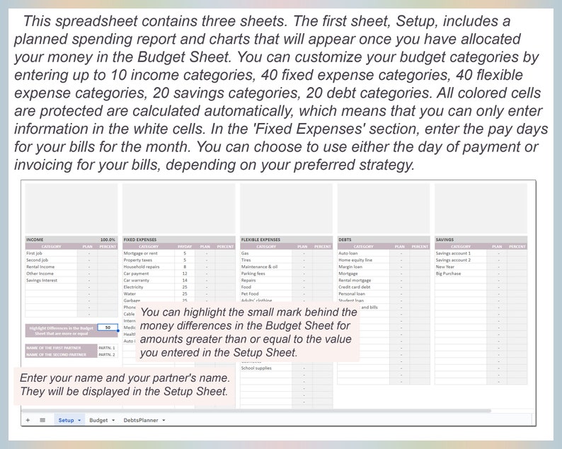 Couples Budget Spreadsheet, Budget Planner, Budget Template, Google ...