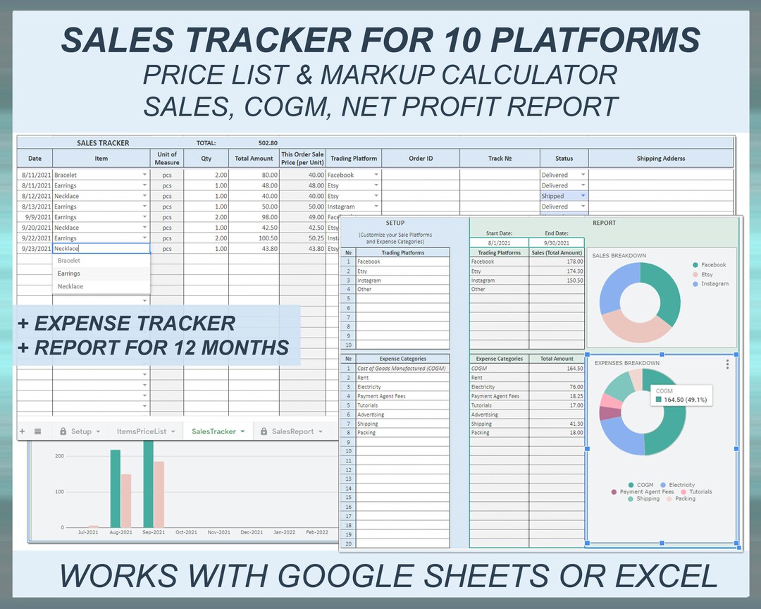 Sales Tracker Sales Tracking App Sales Tracking Spreadsheet - Etsy