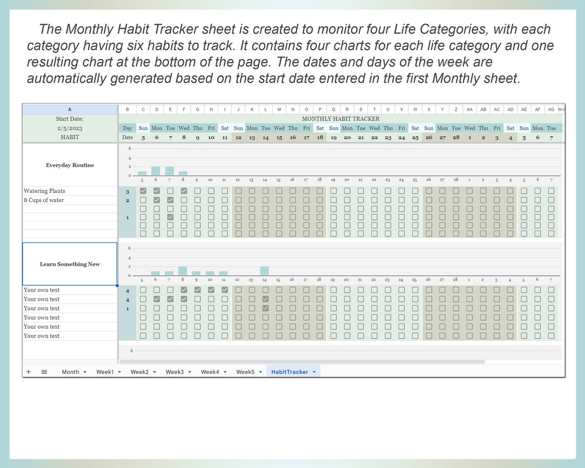 Monthly Planner Spreadsheet Weekly Hourly Calendar Weekly Schedule ...