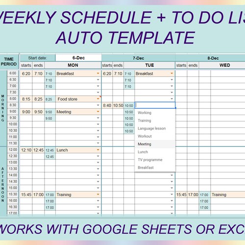 Weekly Schedule Digital Weekly Planner Digital to Do List - Etsy