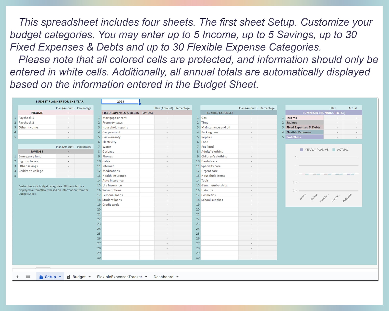 Editable Budget Planner, Excel Budget, Bill Tracker, Simple Budget ...