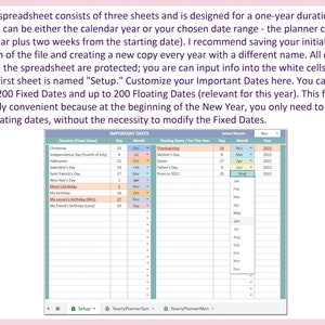 Important Dates Tracker, Yearly Calendar, Birthdays Tracker, Weeks in a ...