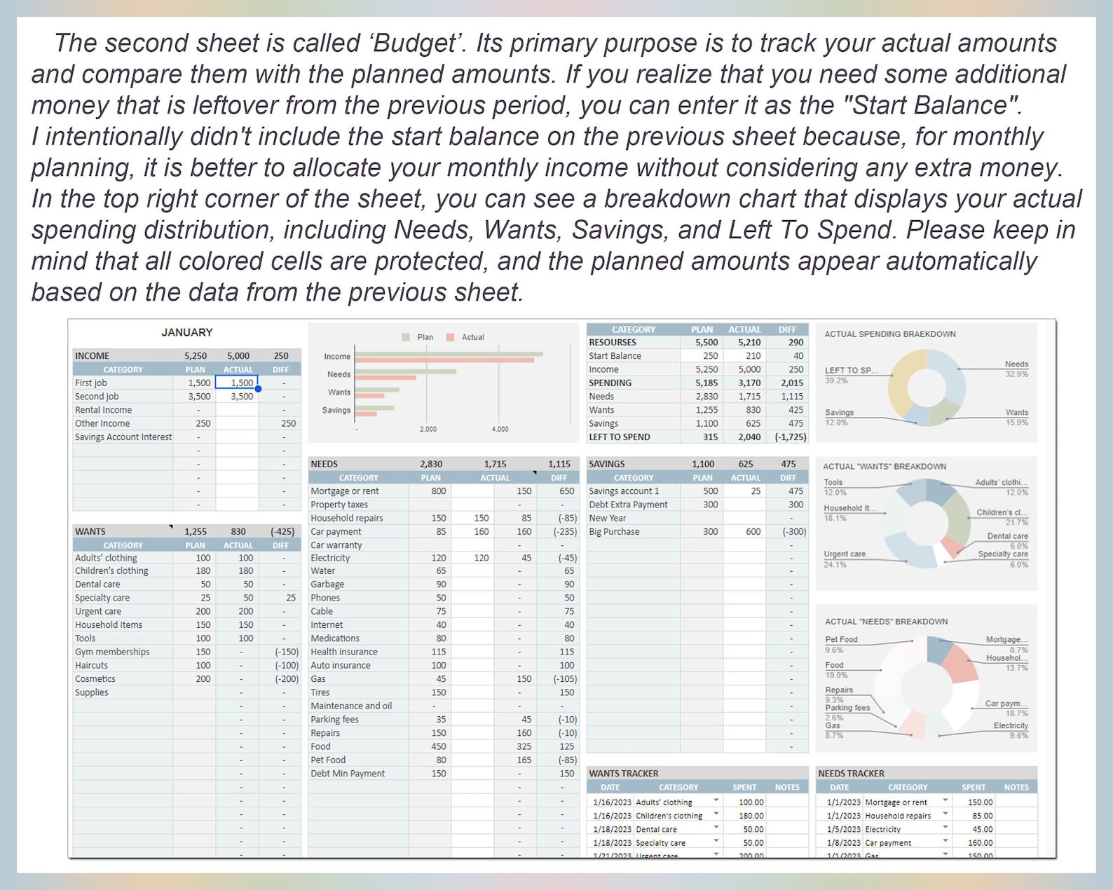 Budget Planner 50 30 20 Template Excel Budget Spreadsheet Monthly ...