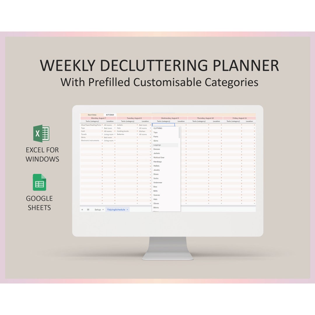 Decluttering Planner, Tidying Schedule, Weekly Cleaning Schedule ...