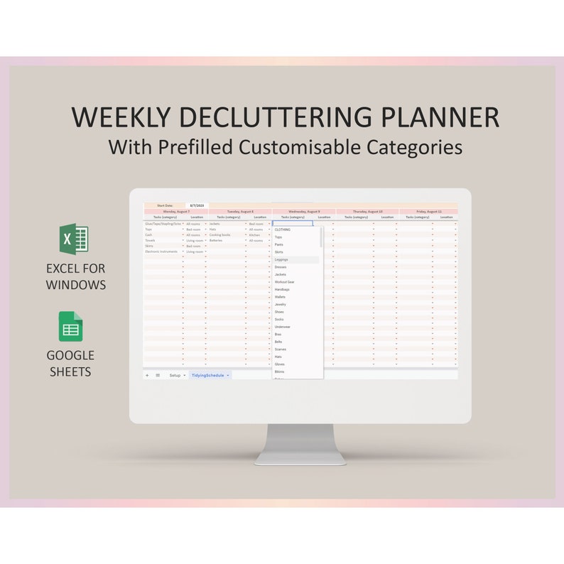 Decluttering Planner Tidying Schedule Weekly Cleaning Checklist Chore ...