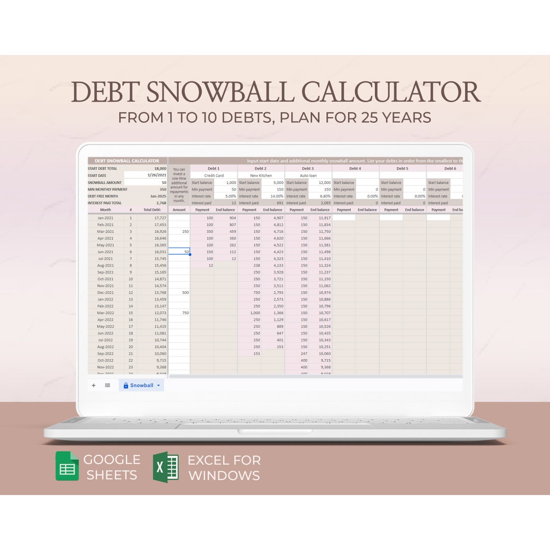 Simple Debt Snowball Calculator, Debt Snowball Calculator Spreadsheet ...