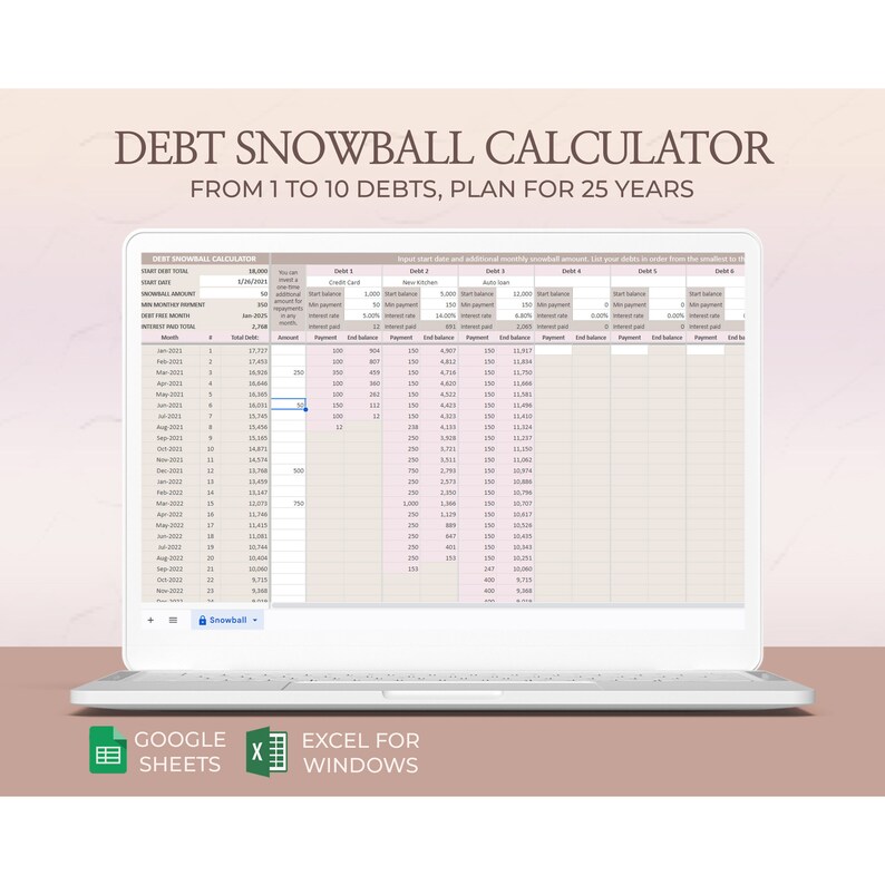 Simple Debt Snowball Calculator, Debt Snowball Calculator Spreadsheet, Debt Snowball Worksheet ...