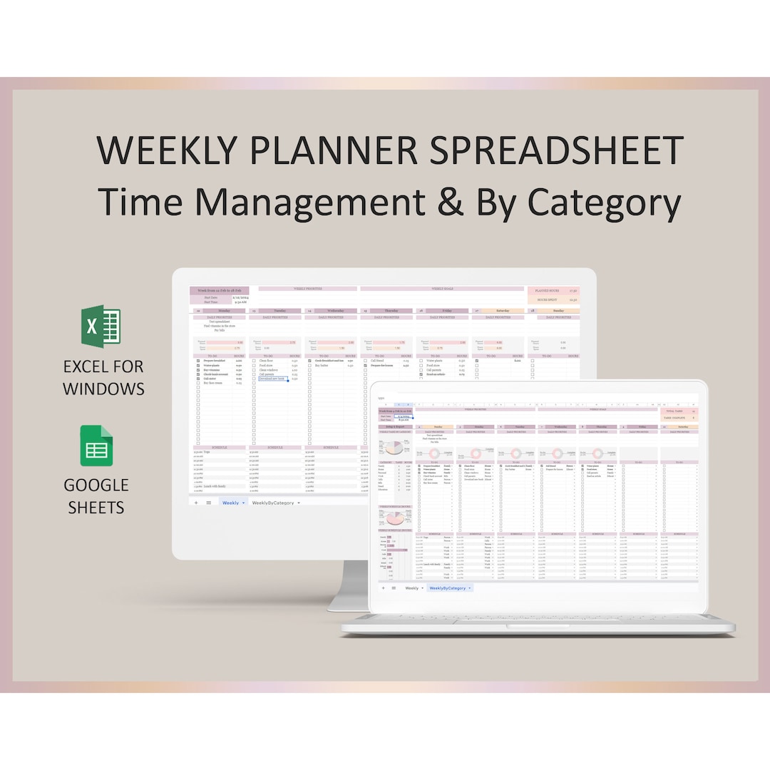 Weekly Schedule Template, Weekly Planner Spreadsheet, Weekly Schedule ...
